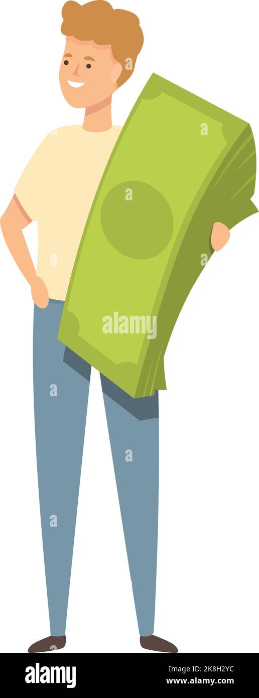 Boy save cash icon cartoon vector. Kid money. Son happy Stock Vector ...