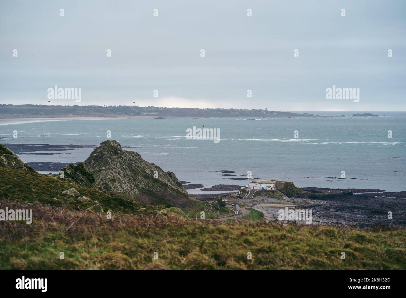 Beautiful nature views of coastal cliffs and beaches on Jersey Island ...