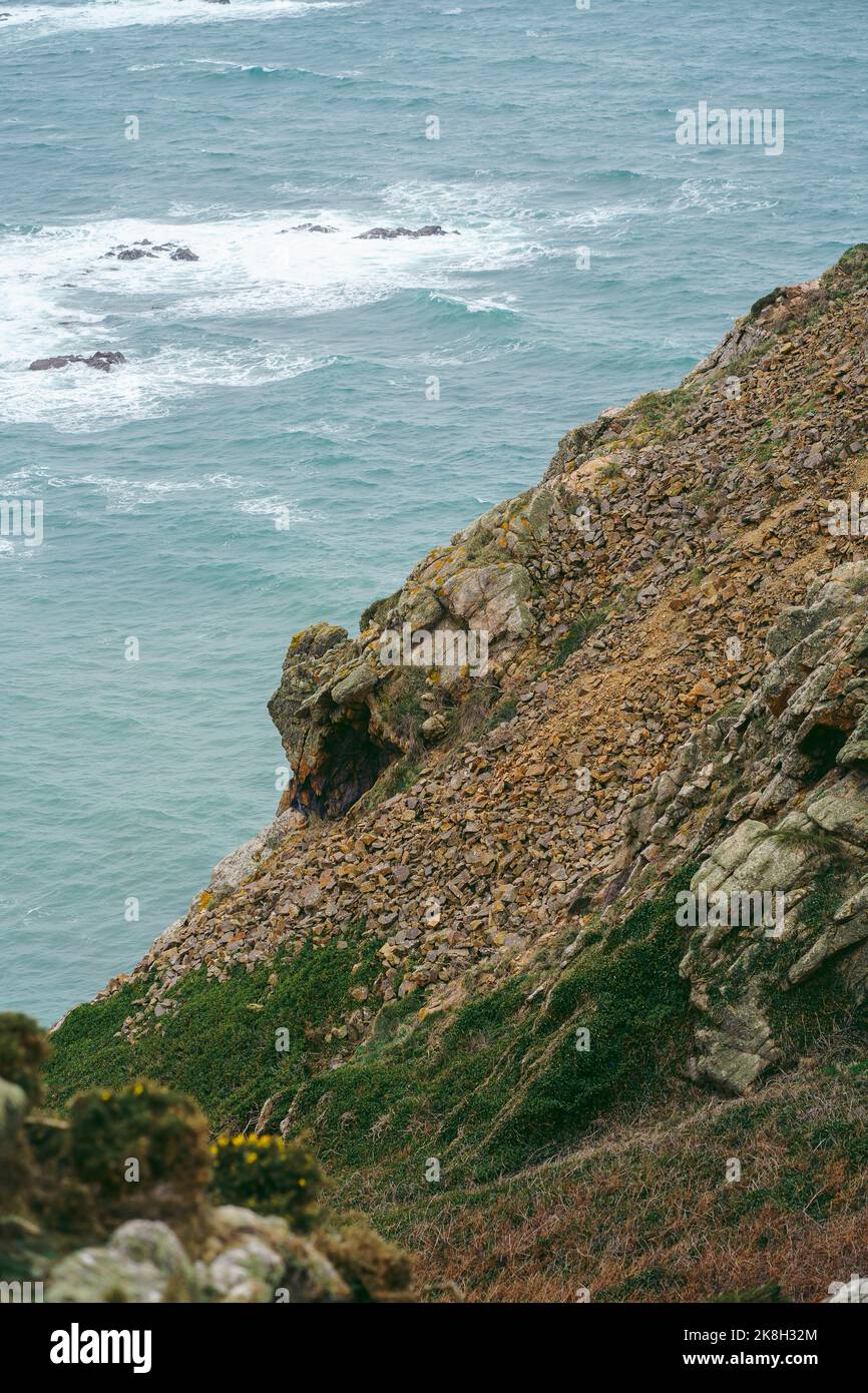 Beautiful nature views of coastal cliffs and beaches on Jersey Island ...