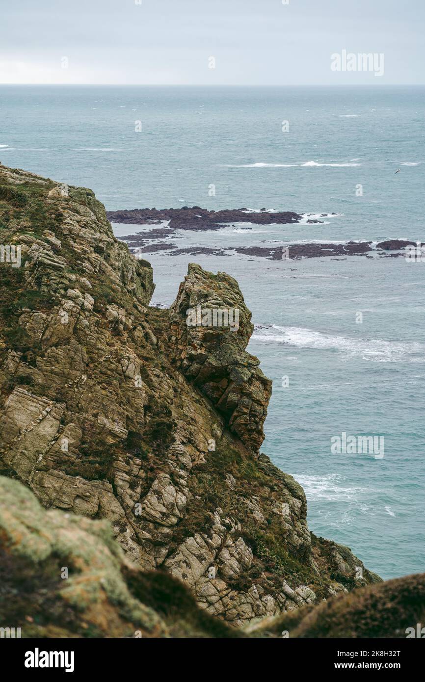 Beautiful nature views of coastal cliffs and beaches on Jersey Island ...