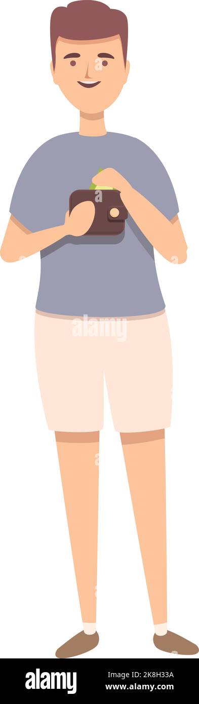 Boy take money wallet icon cartoon vector. Kid finance. Bank future ...