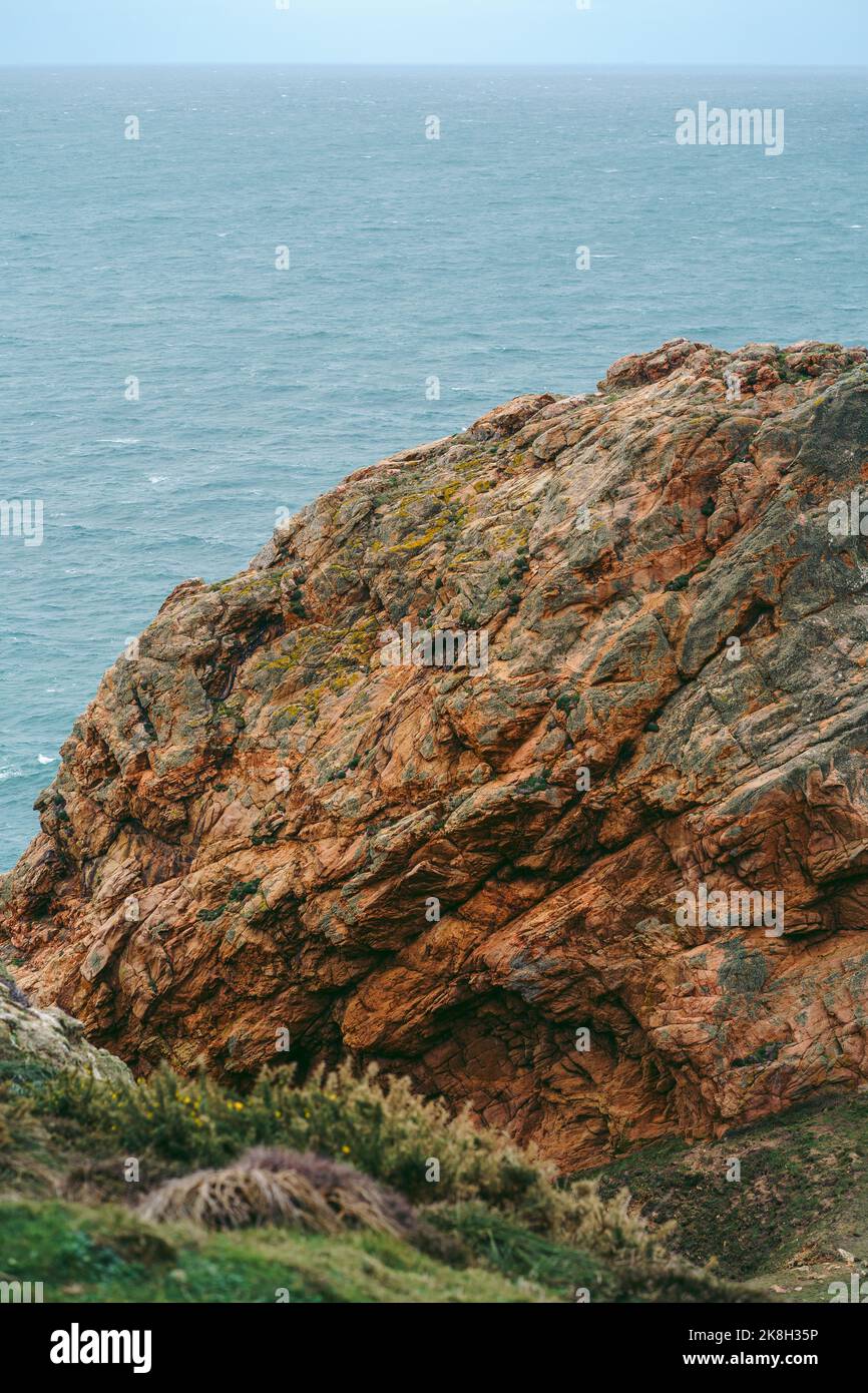 Beautiful nature views of coastal cliffs and beaches on Jersey Island ...