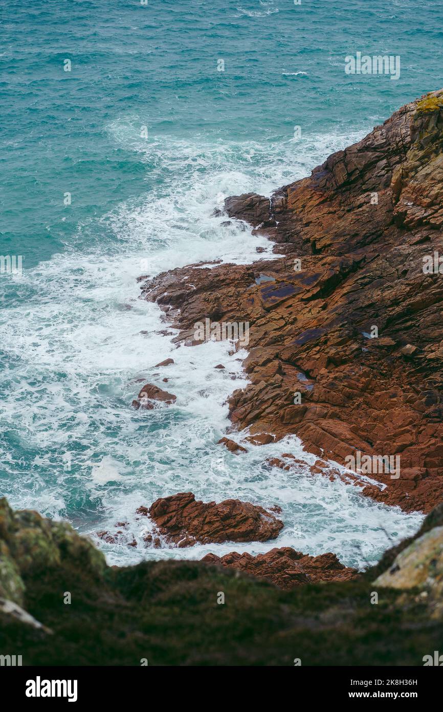 Beautiful nature views of coastal cliffs and beaches on Jersey Island ...