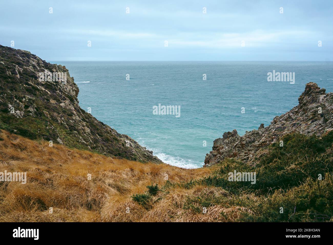 Beautiful nature views of coastal cliffs and beaches on Jersey Island ...