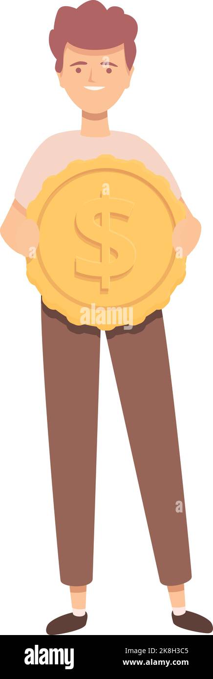 Gold kid coin icon cartoon vector. Money finance. Suit design Stock ...