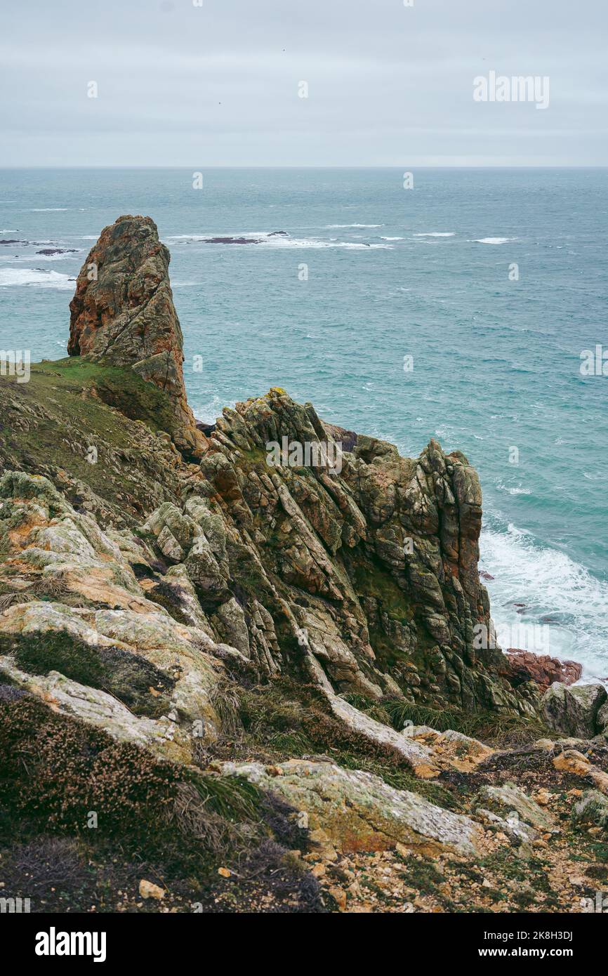 Beautiful nature views of coastal cliffs and beaches on Jersey Island ...