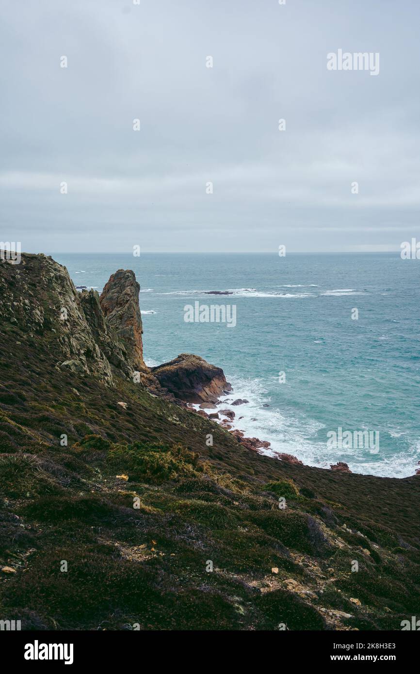 Beautiful nature views of coastal cliffs and beaches on Jersey Island ...