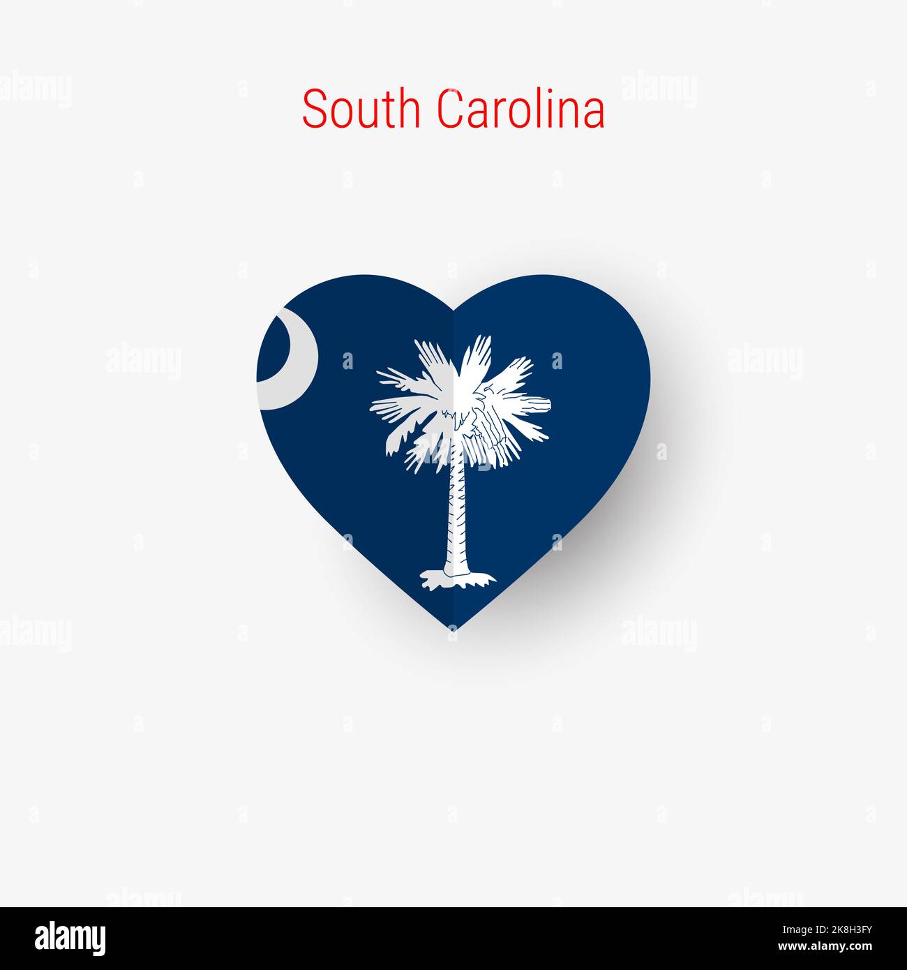 South Carolina US state heart shaped flag. Origami paper cut folded ...