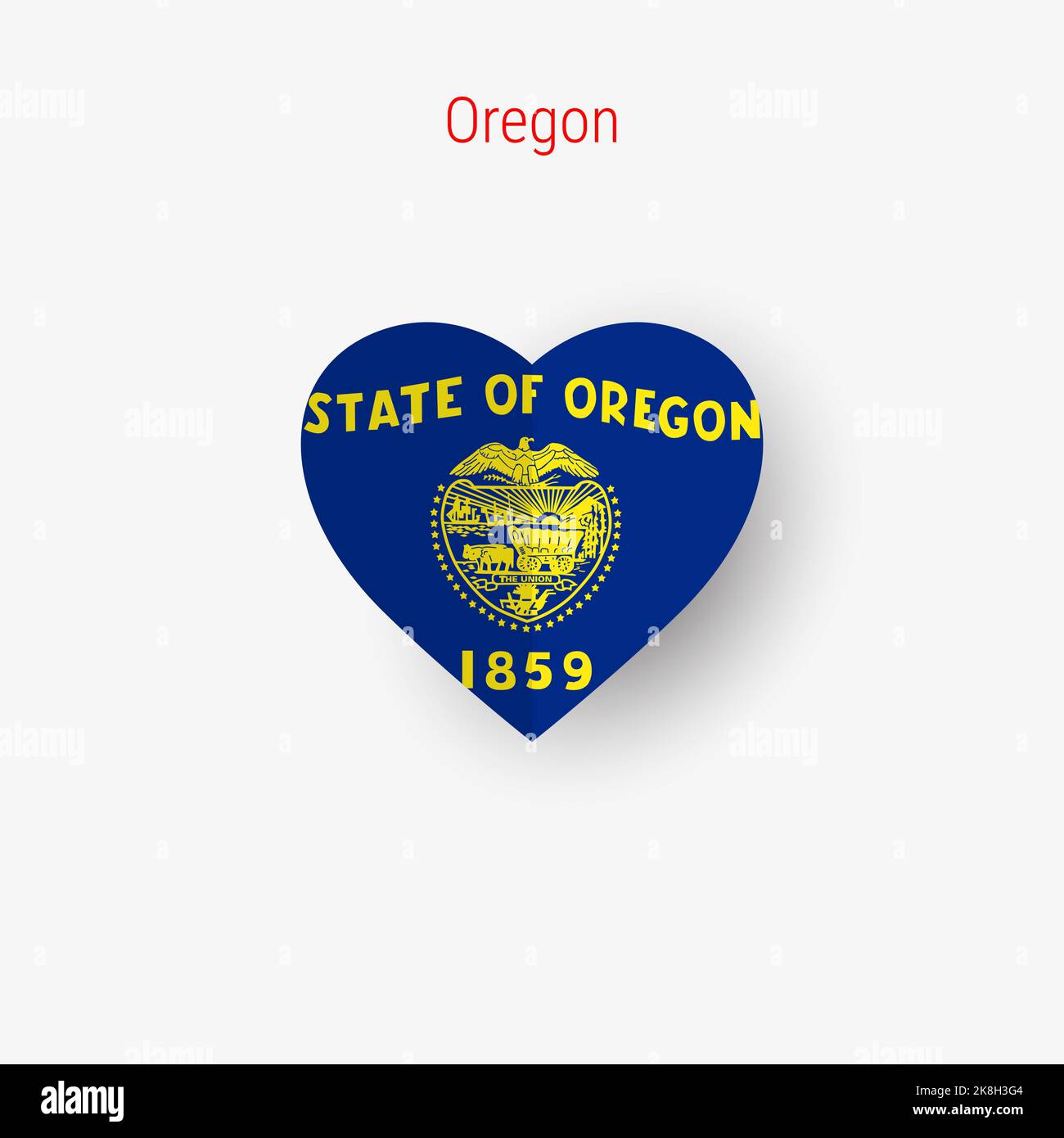 Oregon US state heart shaped flag. Origami paper cut folded banner. 3D ...