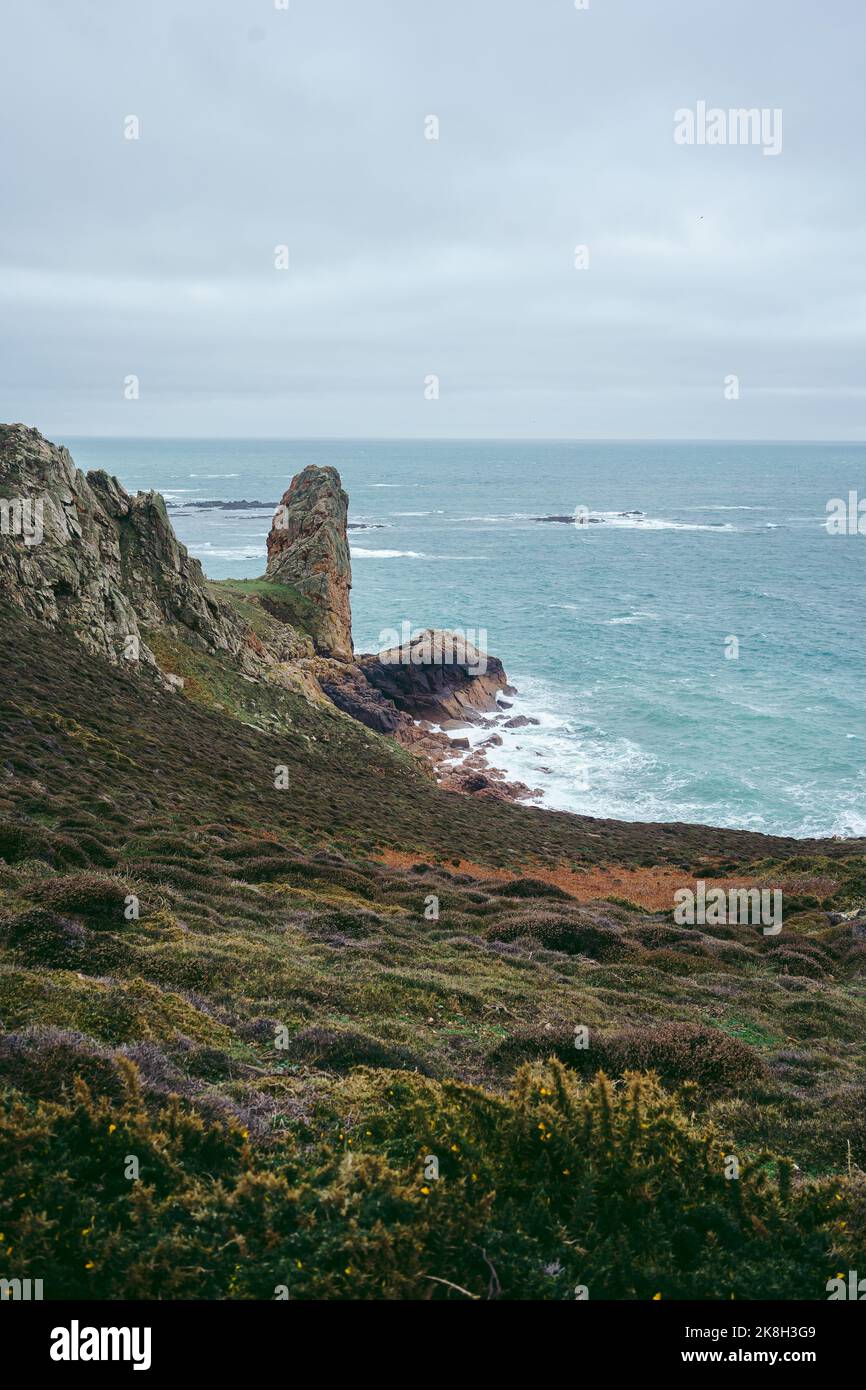 Beautiful nature views of coastal cliffs and beaches on Jersey Island ...