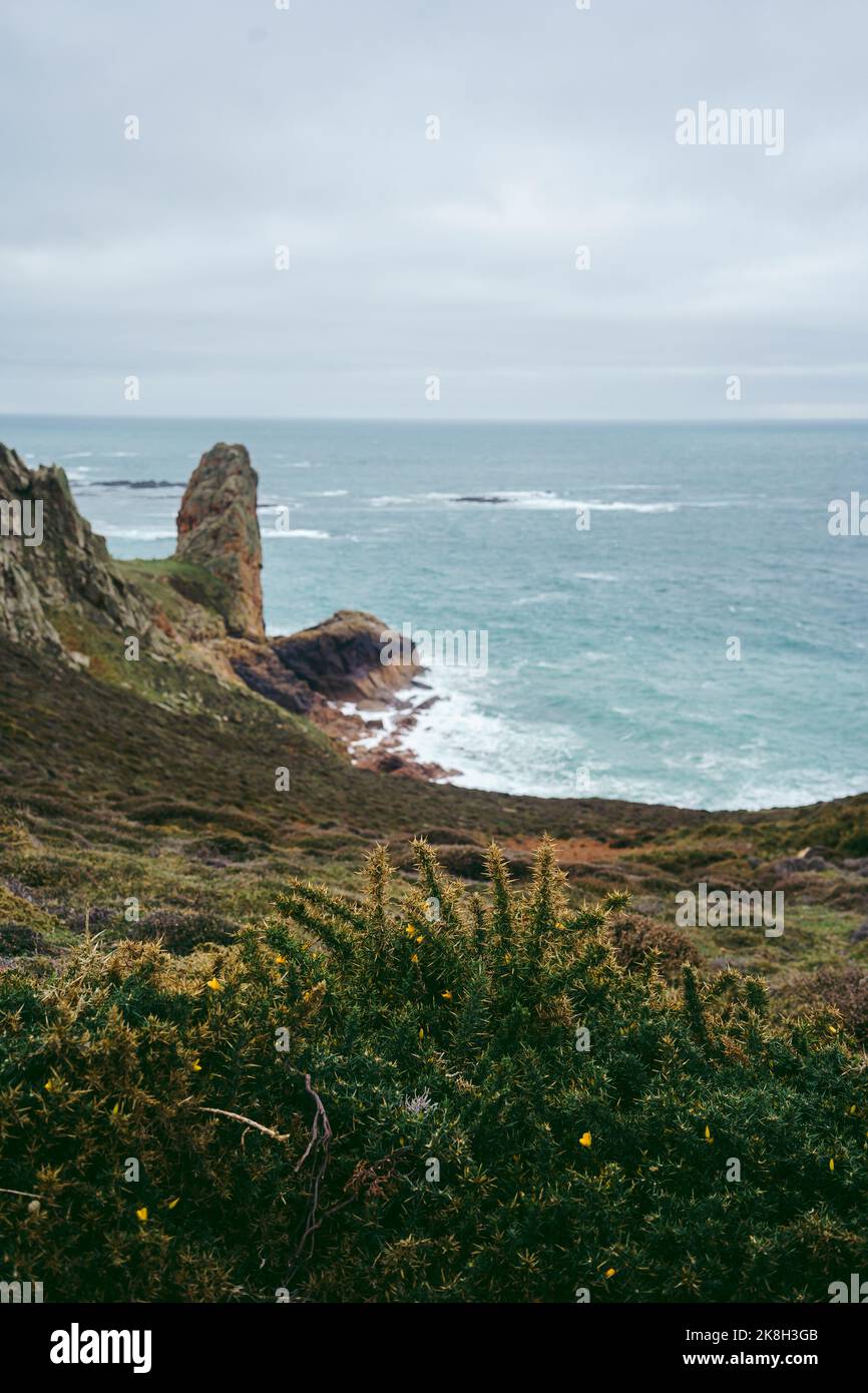 Beautiful nature views of coastal cliffs and beaches on Jersey Island ...