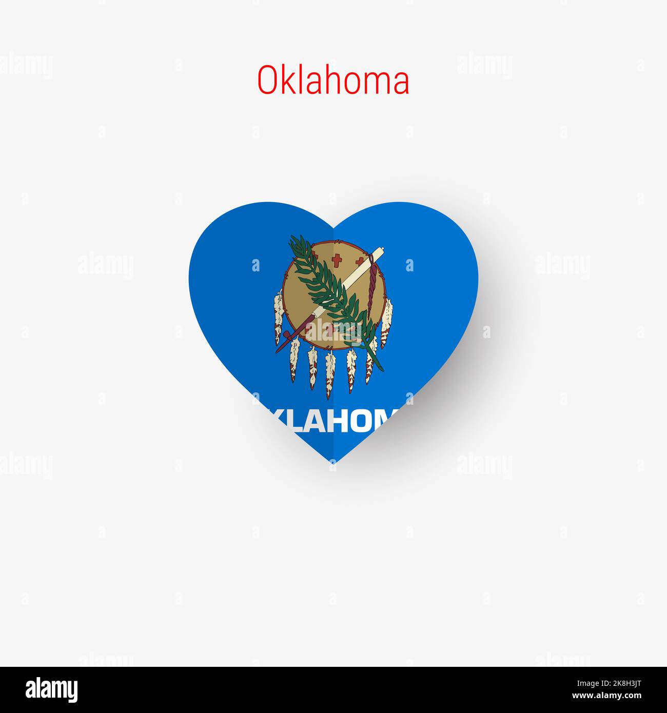 Oklahoma US state heart shaped flag. Origami paper cut folded banner ...