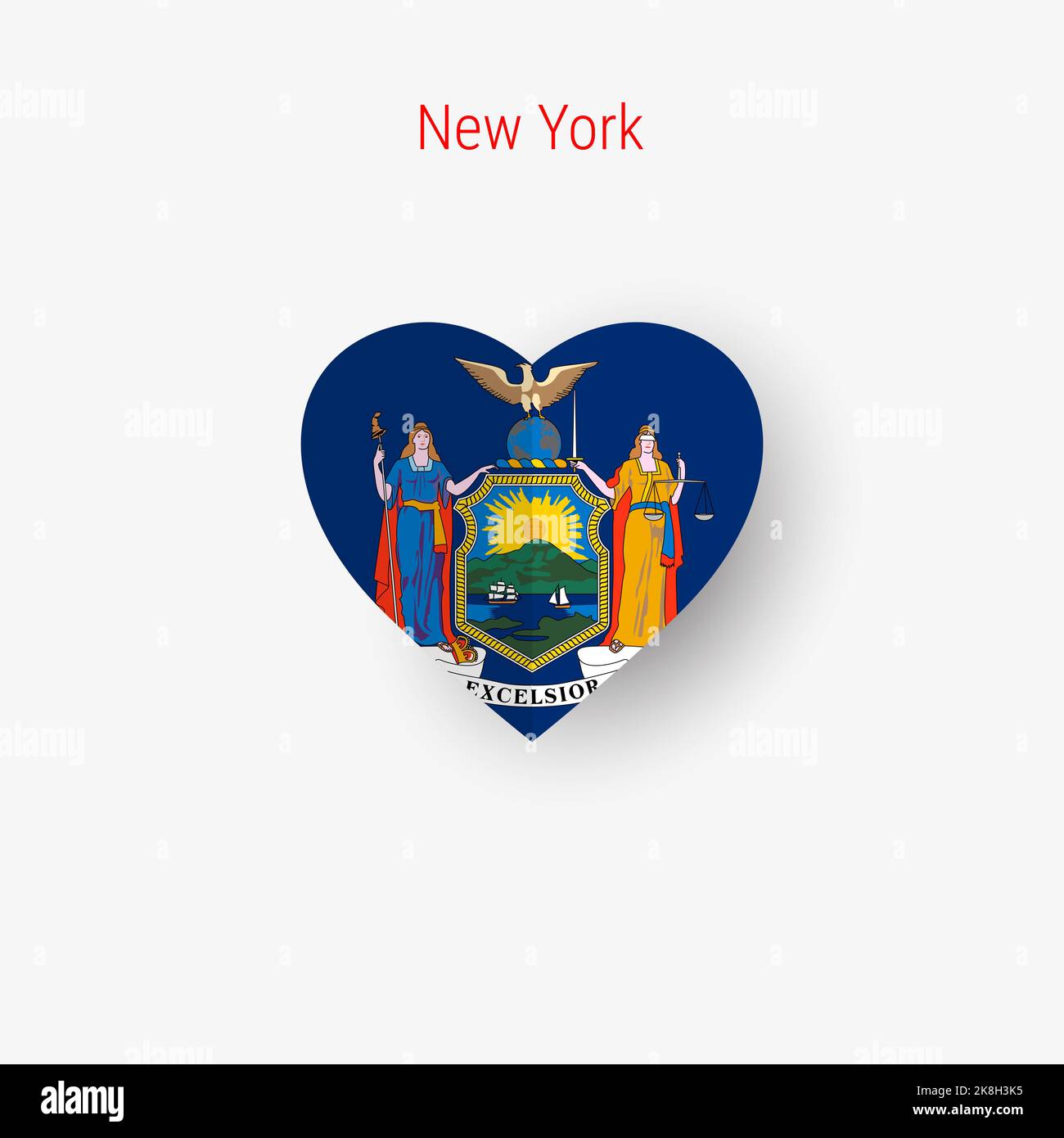 New York US state heart shaped flag. Origami paper cut folded banner ...