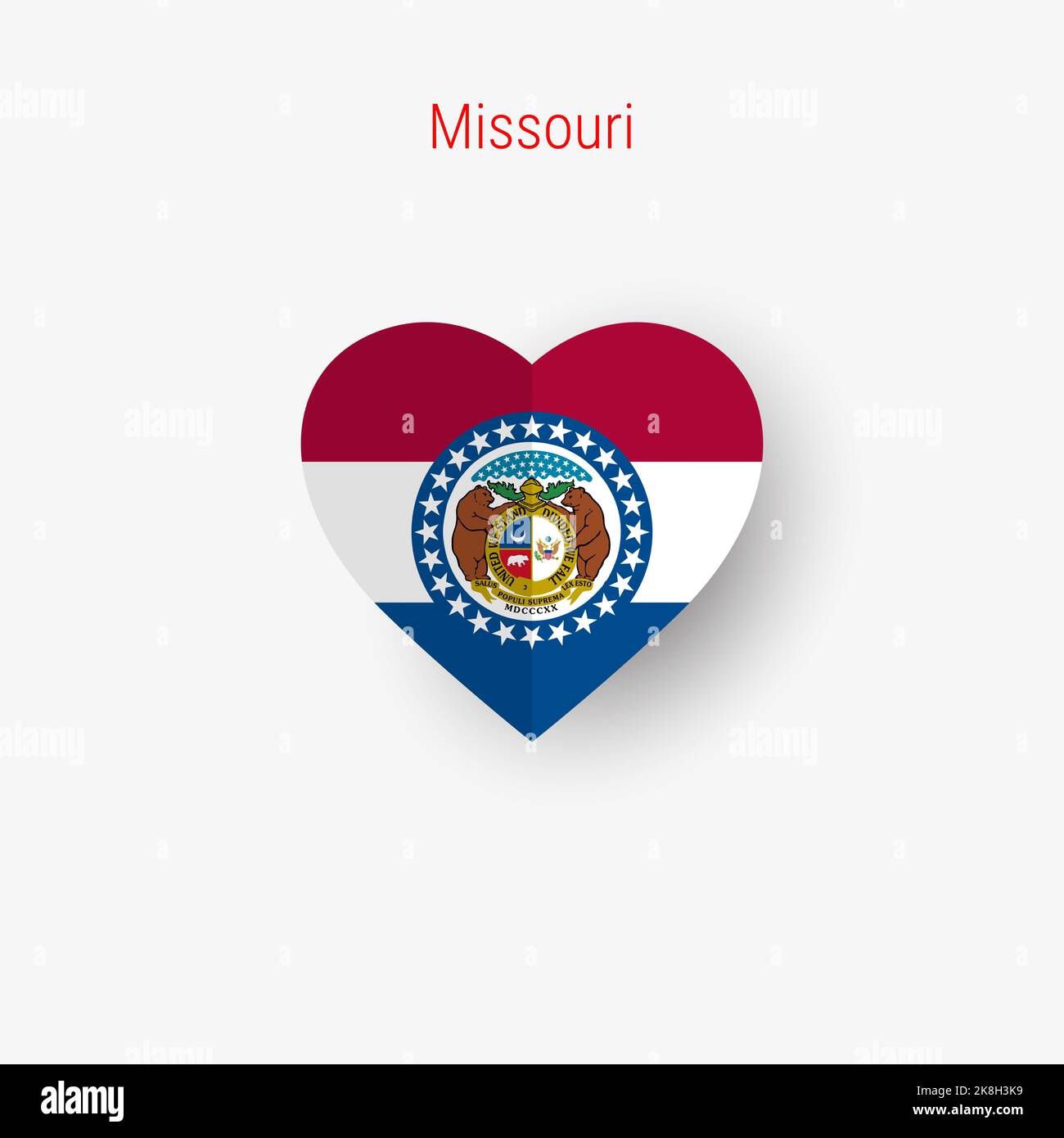Missouri US state heart shaped flag. Origami paper cut folded banner ...