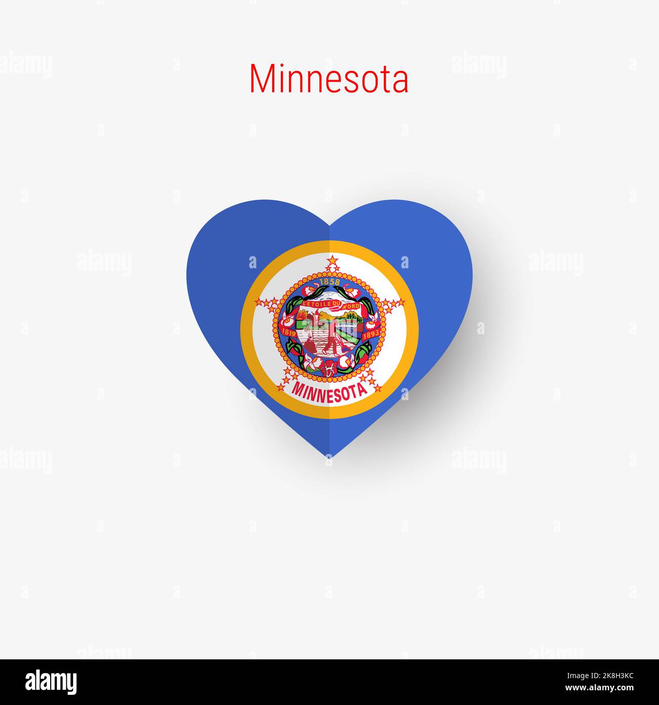 Minnesota US state heart shaped flag. Origami paper cut folded banner ...