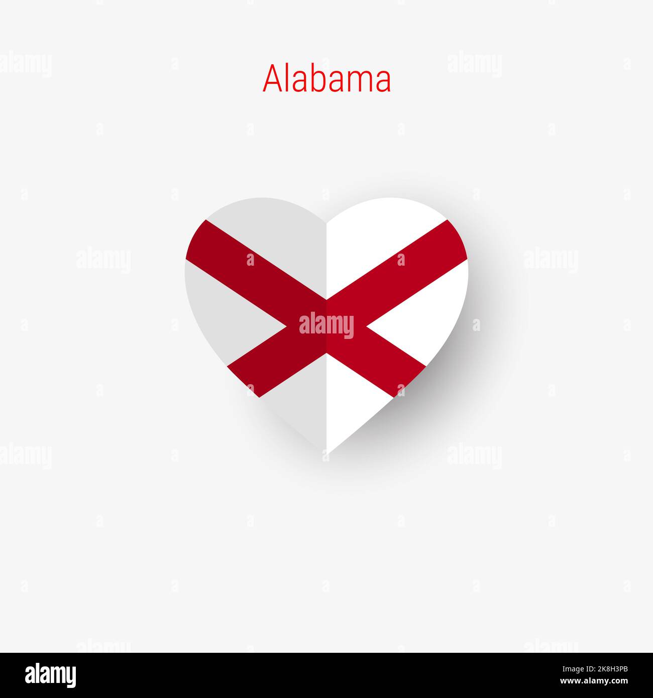 Alabama US state heart shaped flag. Origami paper cut folded banner. 3D ...