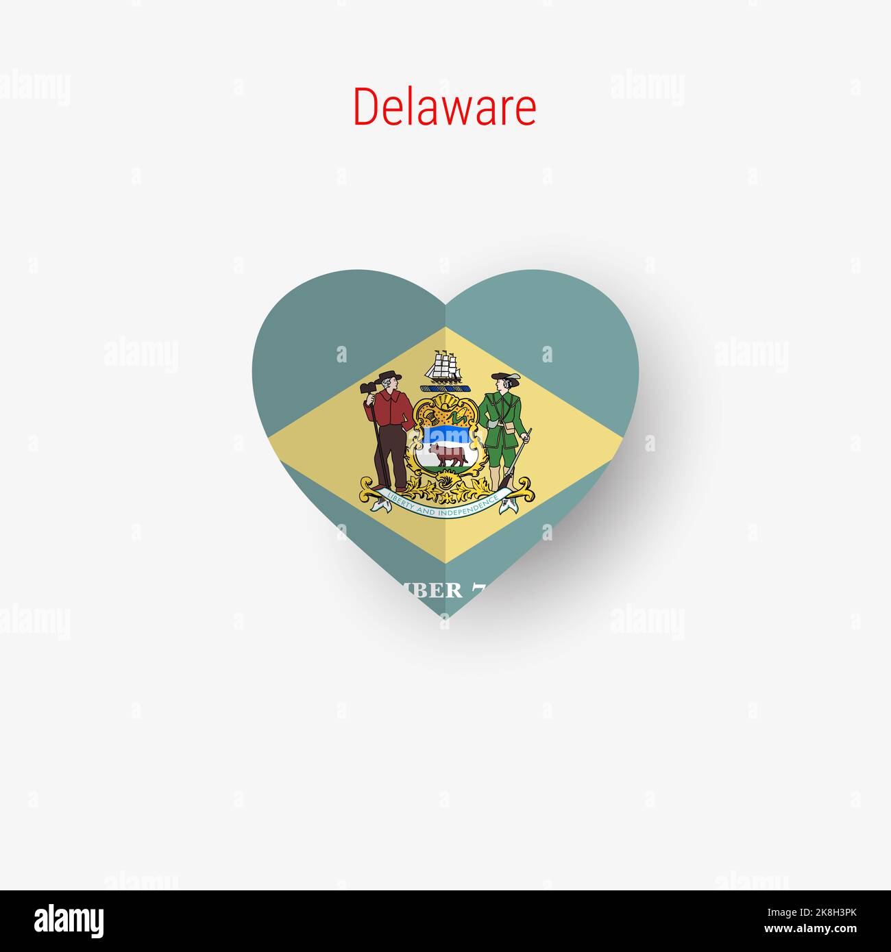 Delaware US state heart shaped flag. Origami paper cut folded banner ...