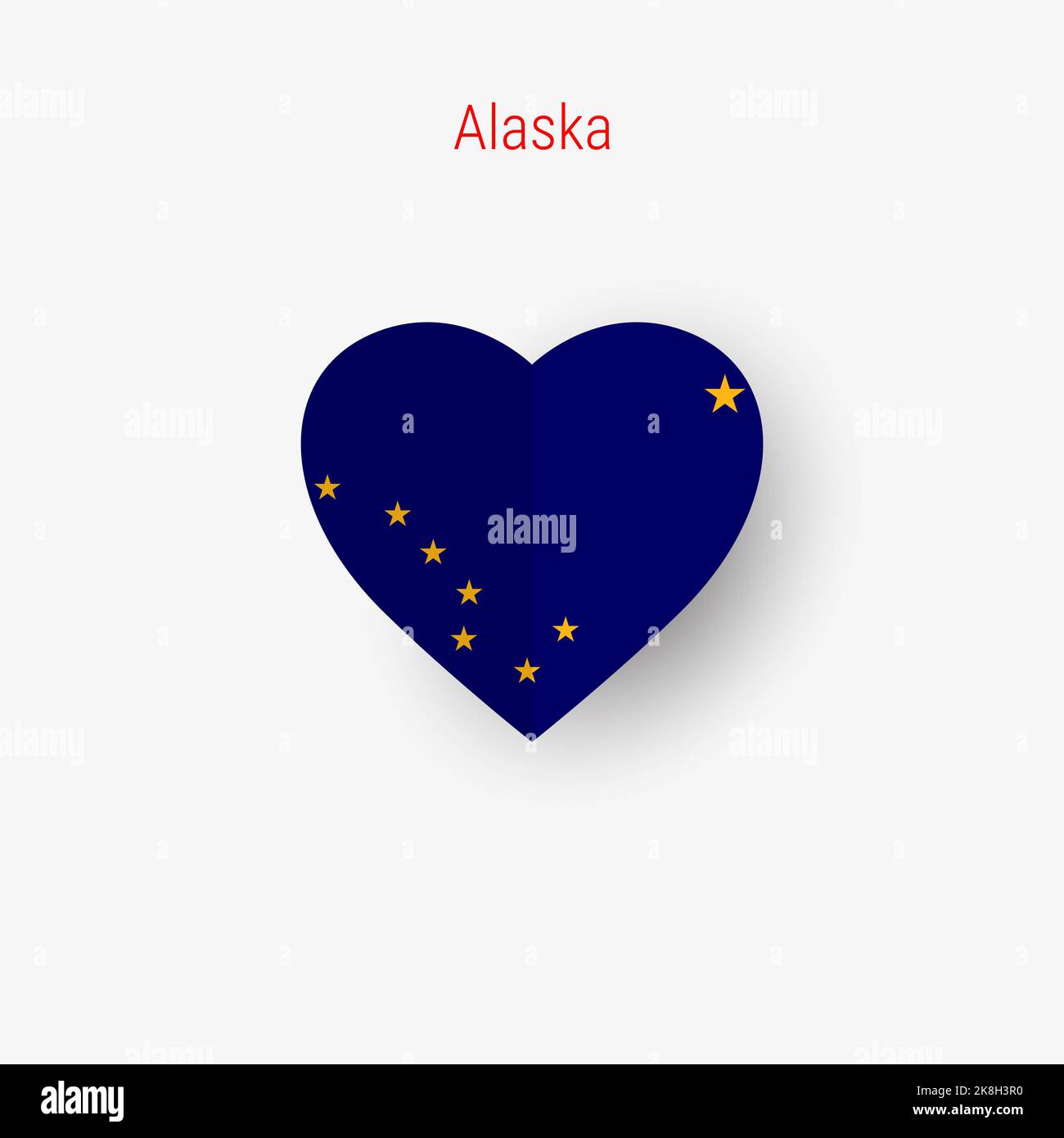 Alaska US state heart shaped flag. Origami paper cut folded banner. 3D ...