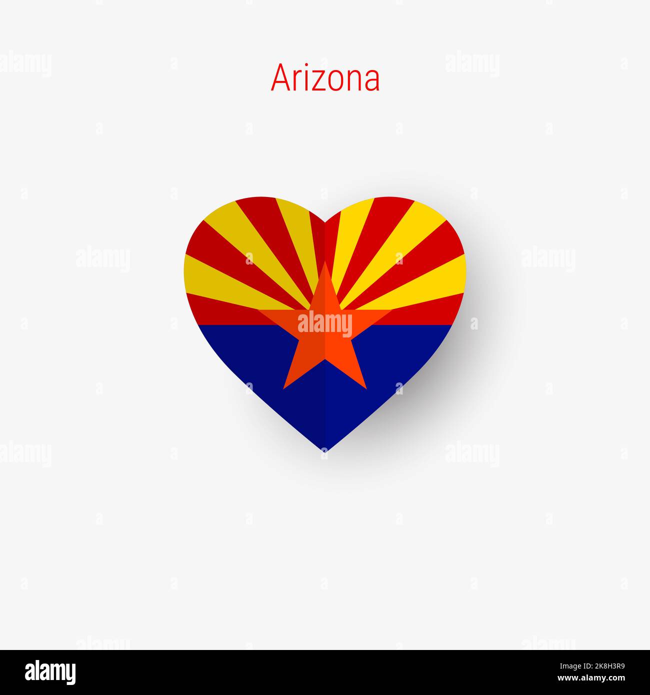 Arizona US state heart shaped flag. Origami paper cut folded banner. 3D ...
