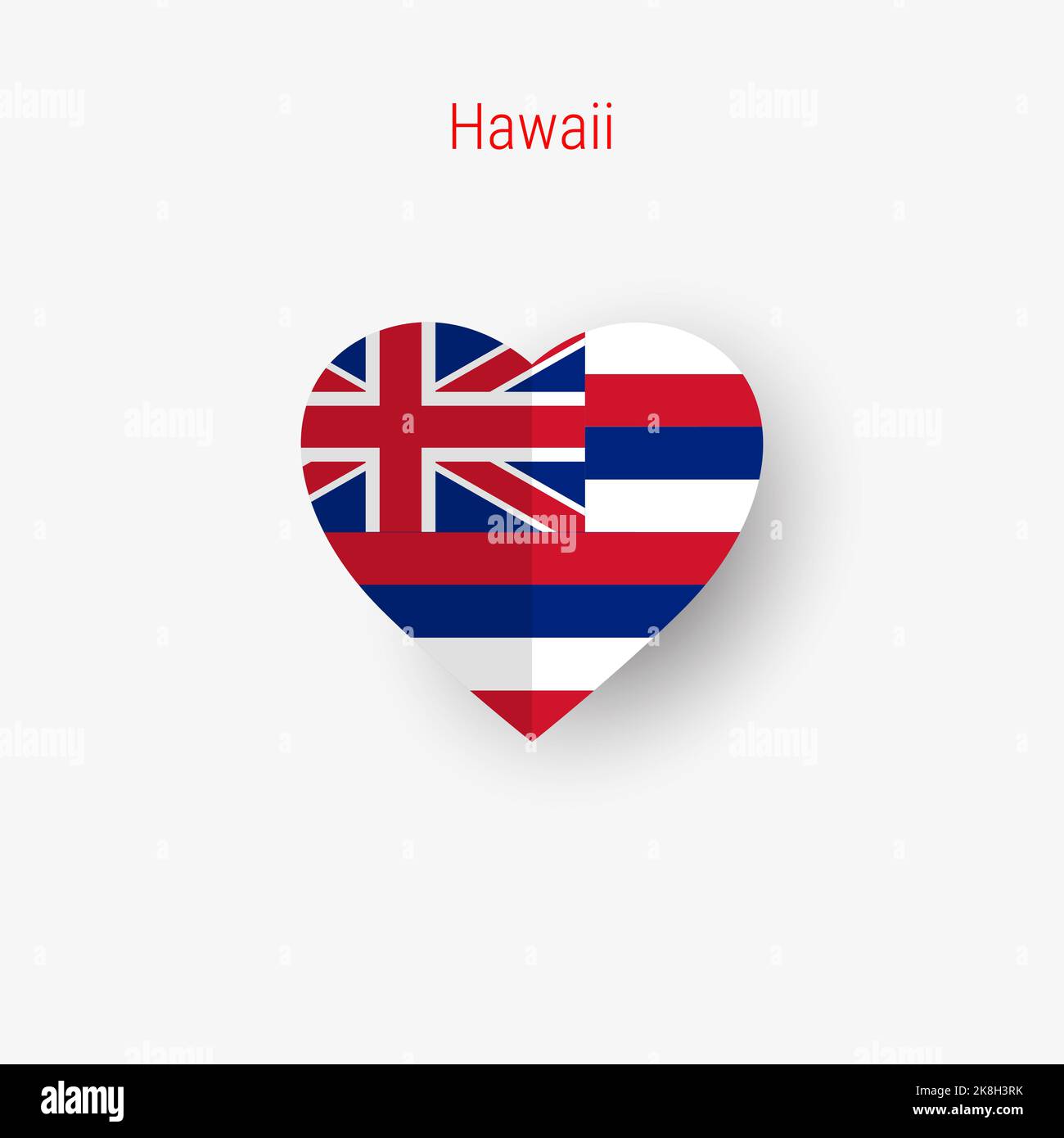 Hawaii US state heart shaped flag. Origami paper cut folded banner. 3D ...