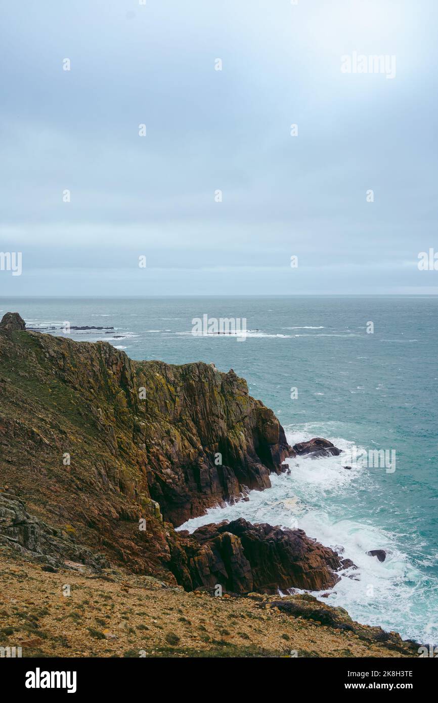 Beautiful nature views of coastal cliffs and beaches on Jersey Island ...