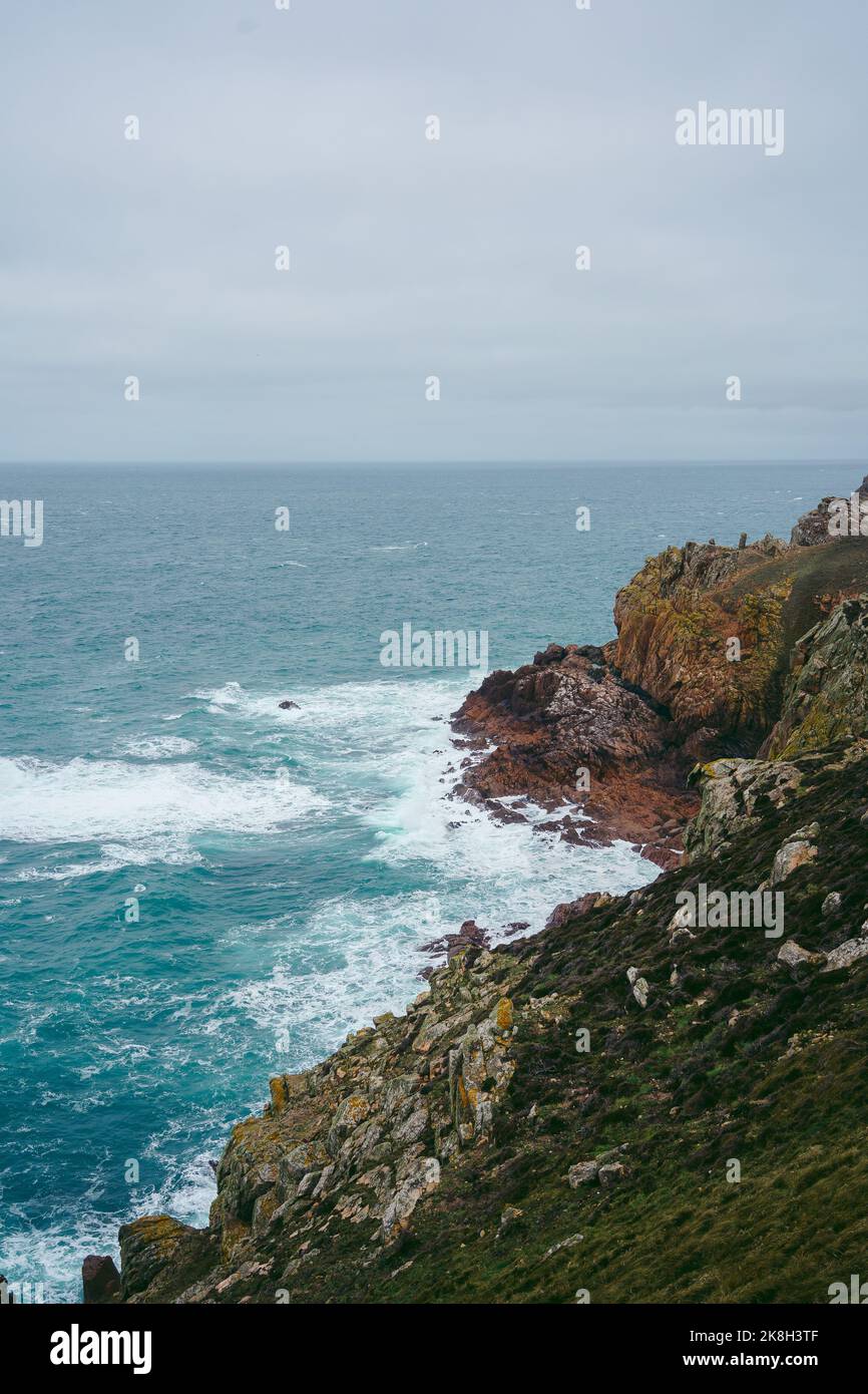Beautiful nature views of coastal cliffs and beaches on Jersey Island ...