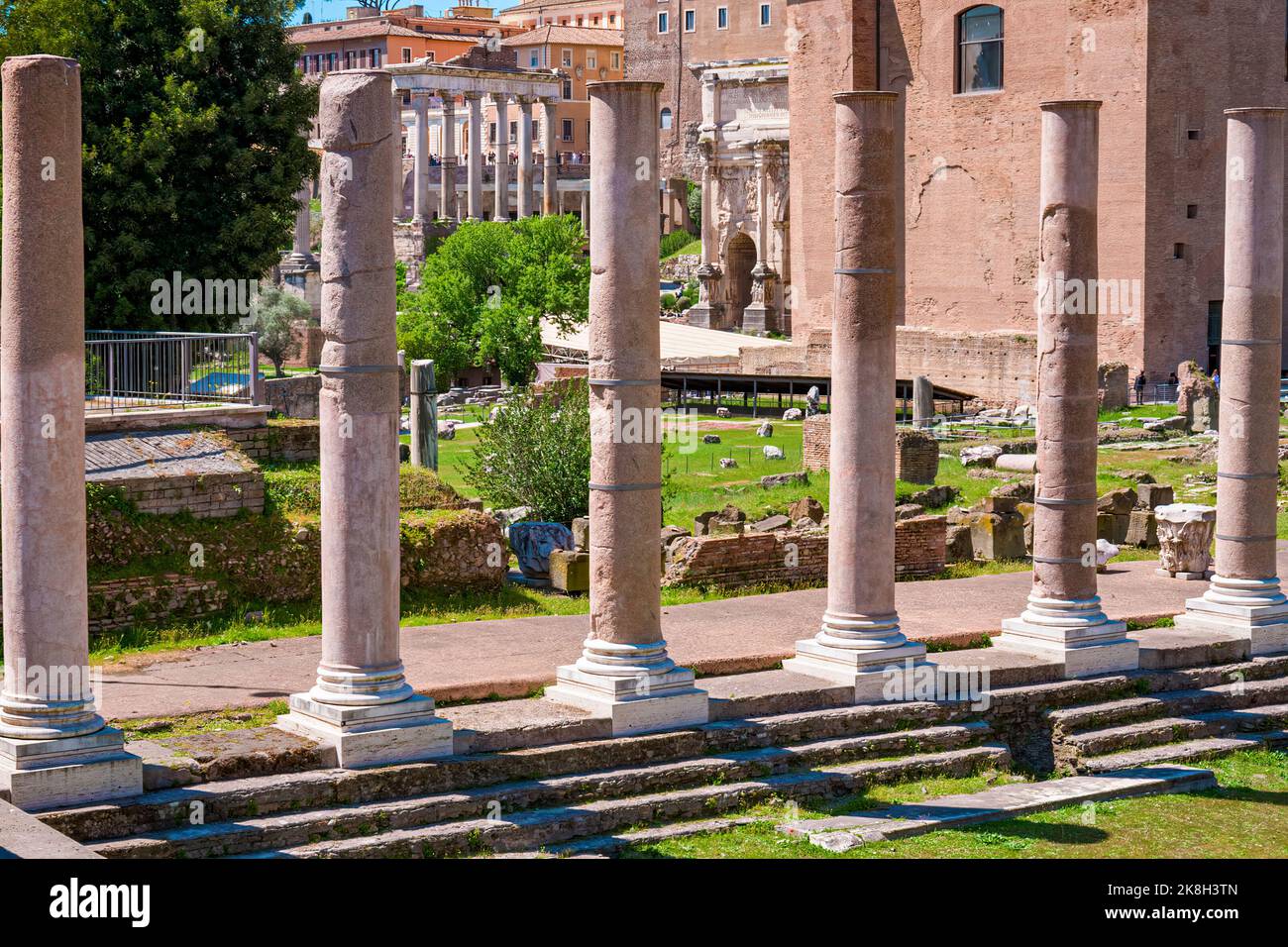 The Foro Romano, the Roman Forum in centre of the old town of Rome ...