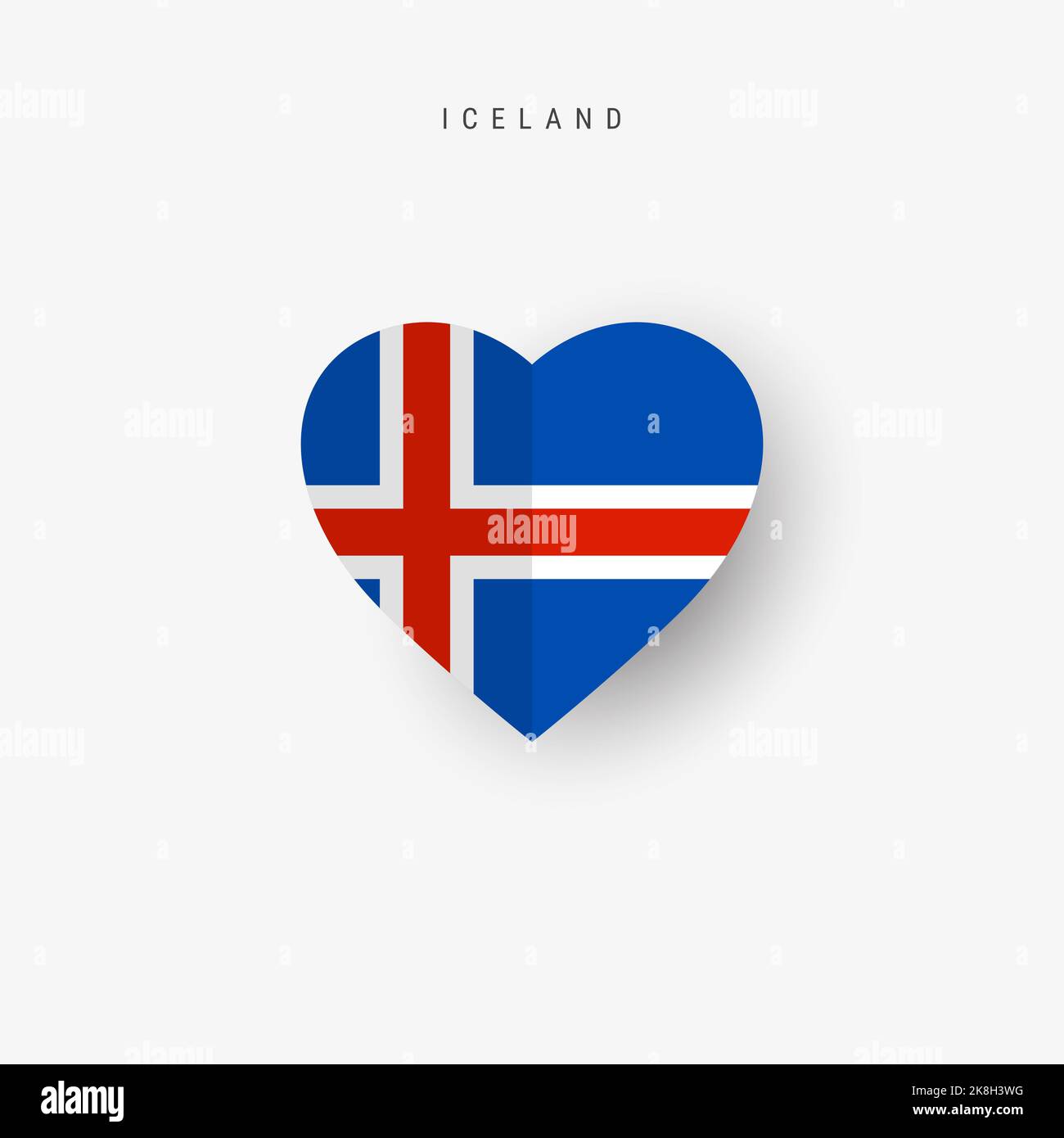 Iceland heart shaped flag. Origami paper cut Icelandic national banner ...