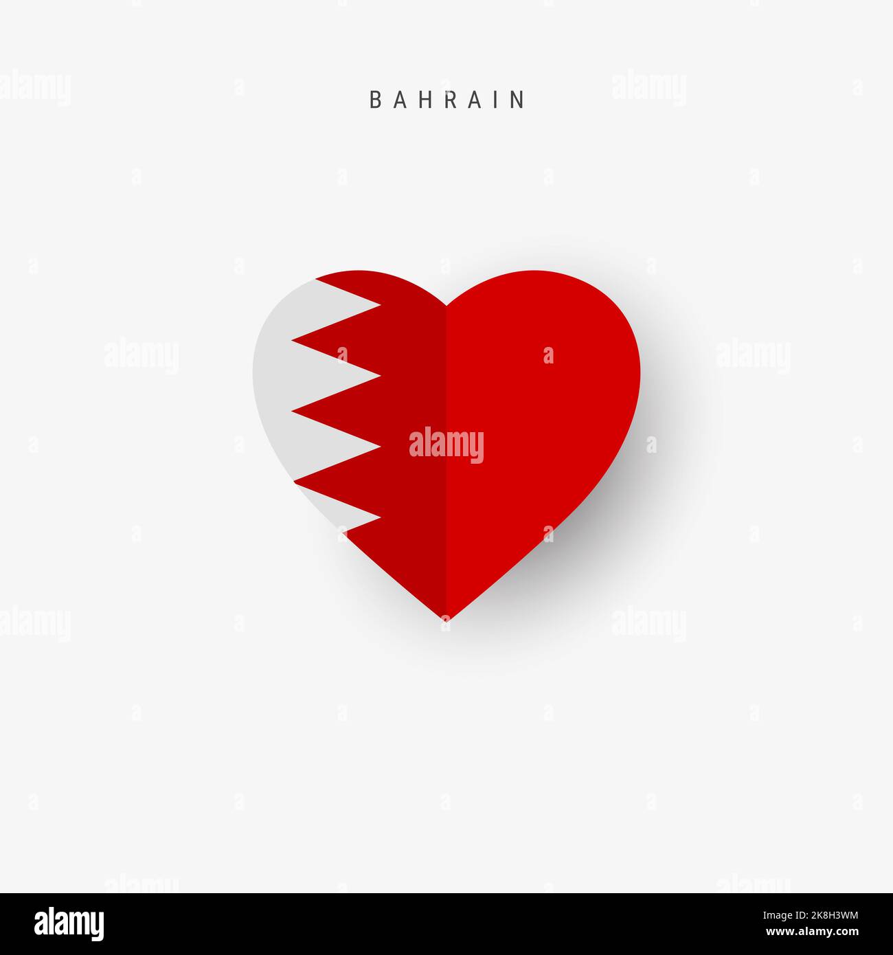 Bahrain heart shaped flag. Origami paper cut Bahraini national banner ...