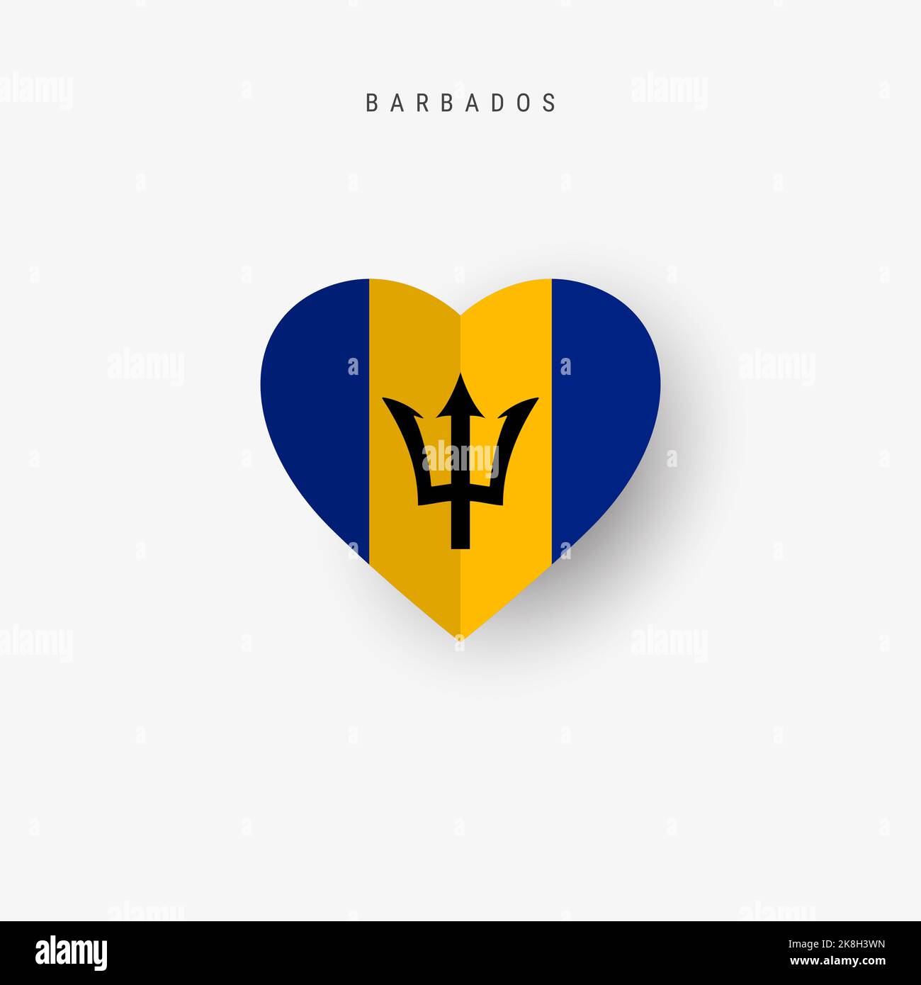 Barbados heart shaped flag. Origami paper cut Barbadian national banner ...