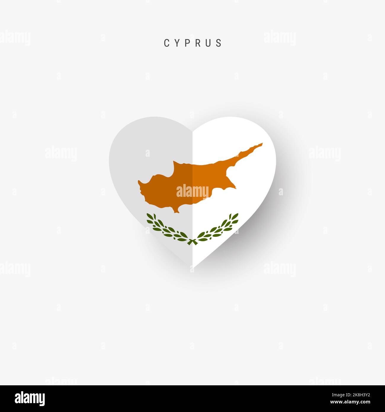 Cyprus heart shaped flag. Origami paper cut Cypriot national banner. 3D ...