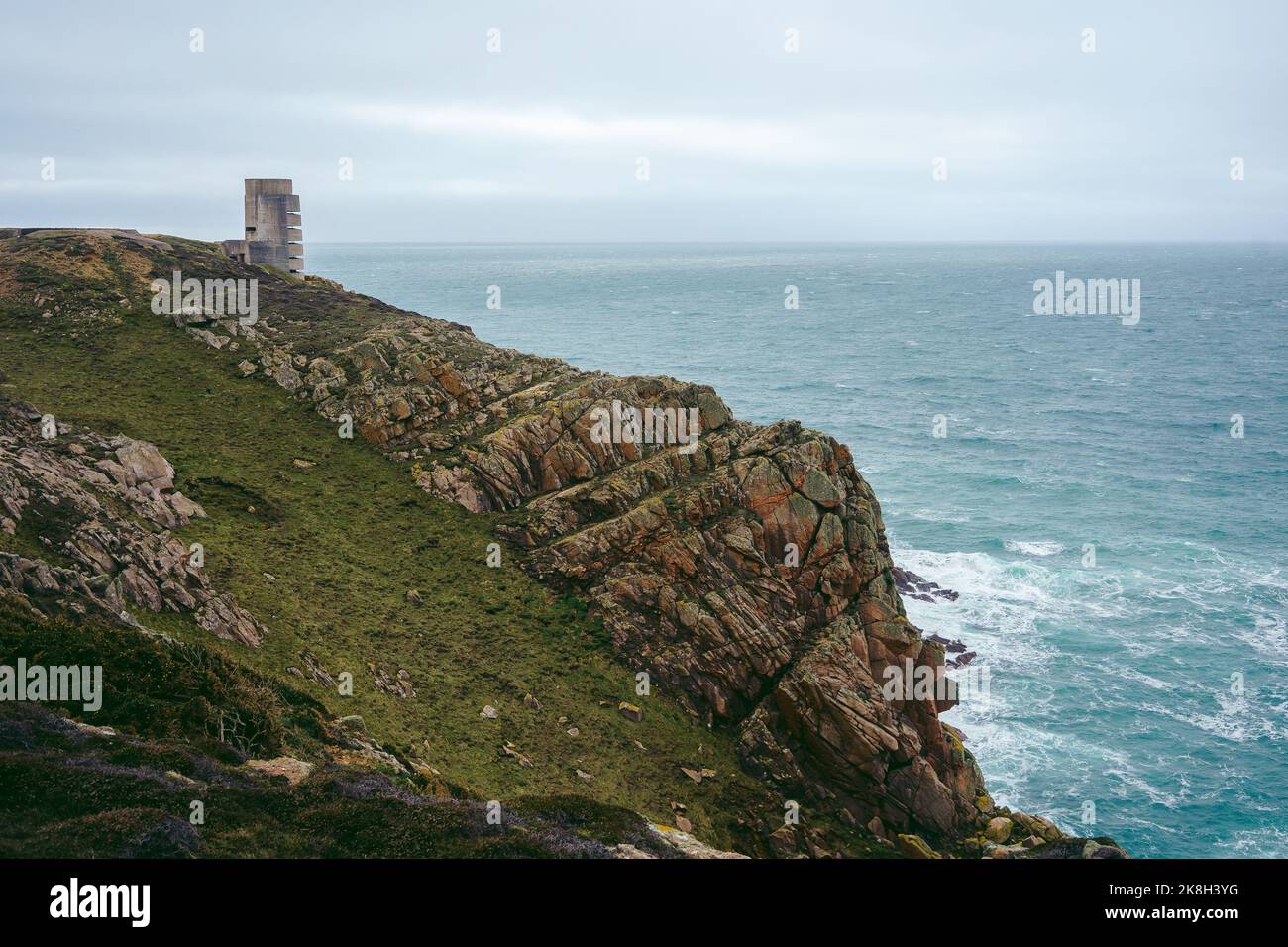 Beautiful beaches of Jersey Island (Channel Isnads, UK) on cluody cold ...