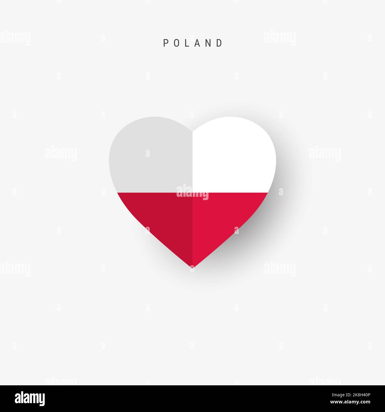Poland heart shaped flag. Origami paper cut Polish national banner. 3D ...