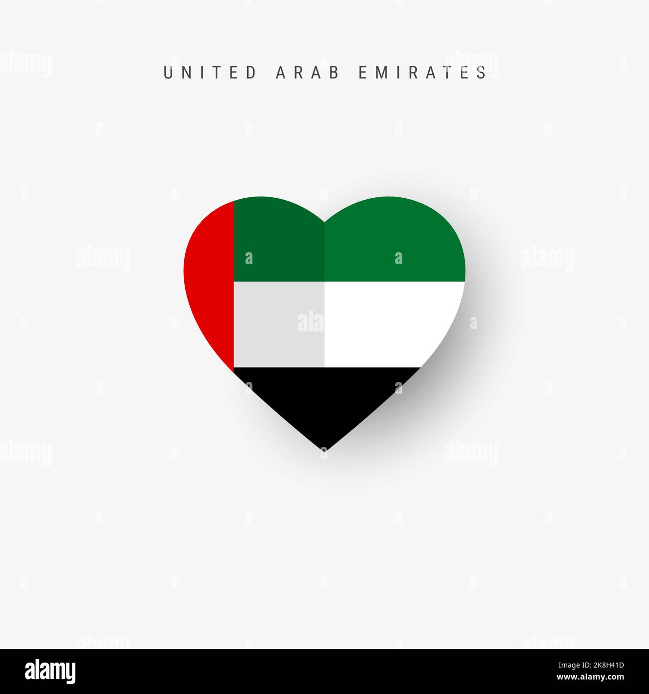 United Arab Emirates heart shaped flag. Origami paper cut UAE national ...