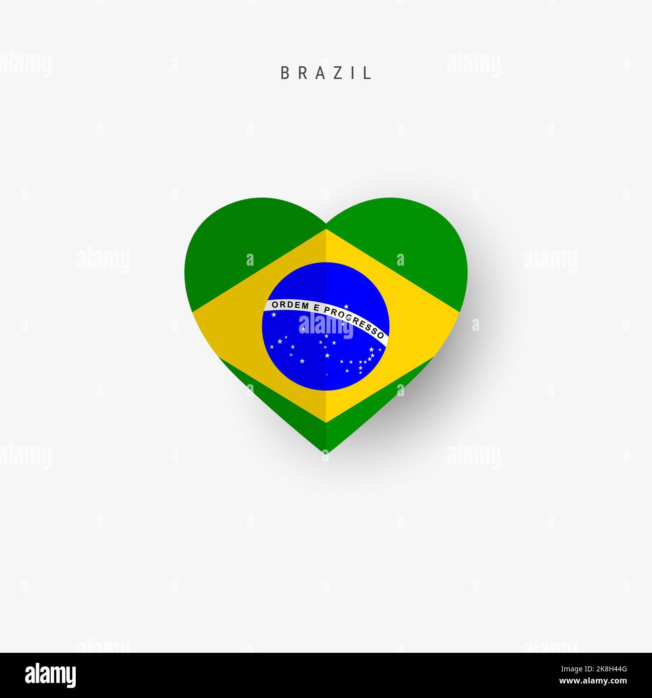 Brazil heart shaped flag. Origami paper cut Brazilian national banner ...