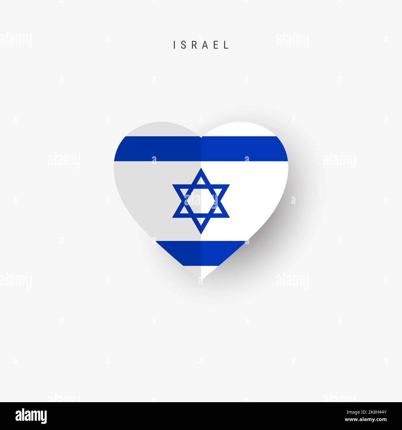 Israel heart shaped flag. Origami paper cut Israeli national banner. 3D ...