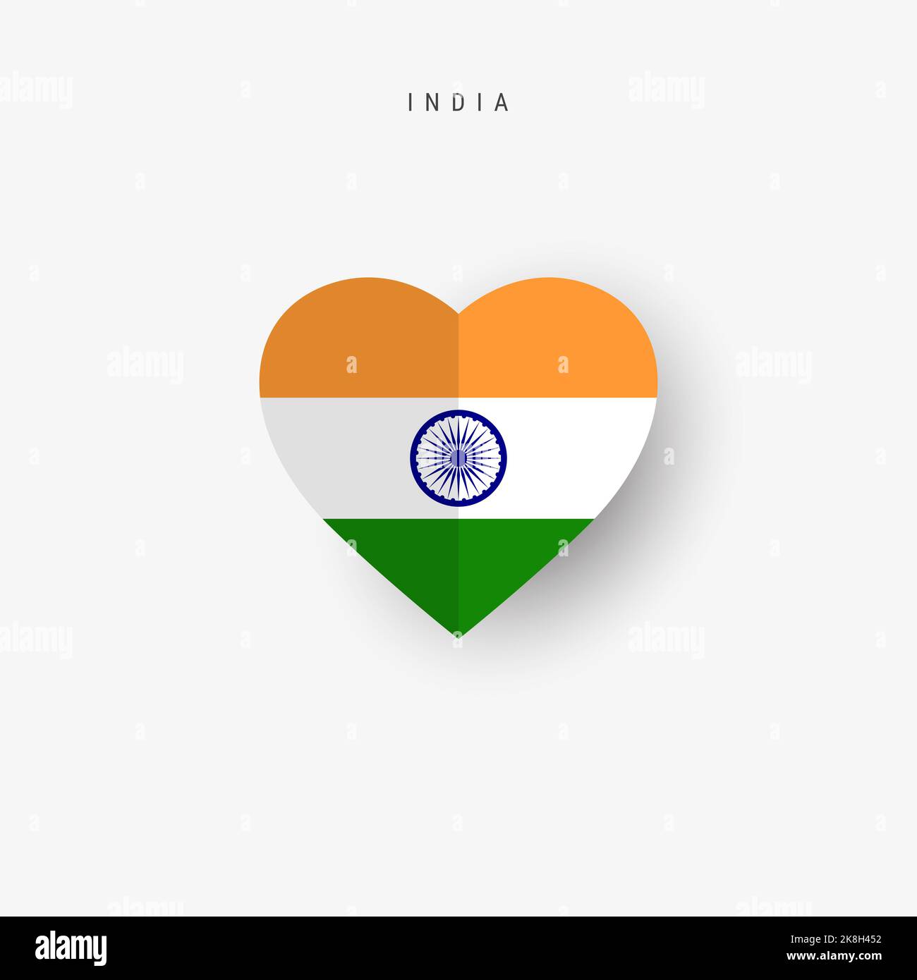 India heart shaped flag. Origami paper cut Indian national banner. 3D ...