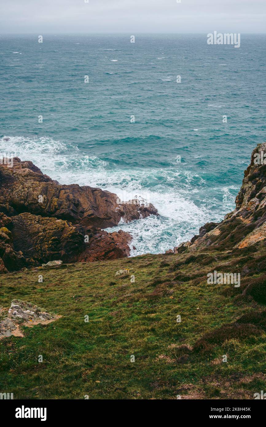 Beautiful nature views of coastal cliffs and beaches on Jersey Island ...
