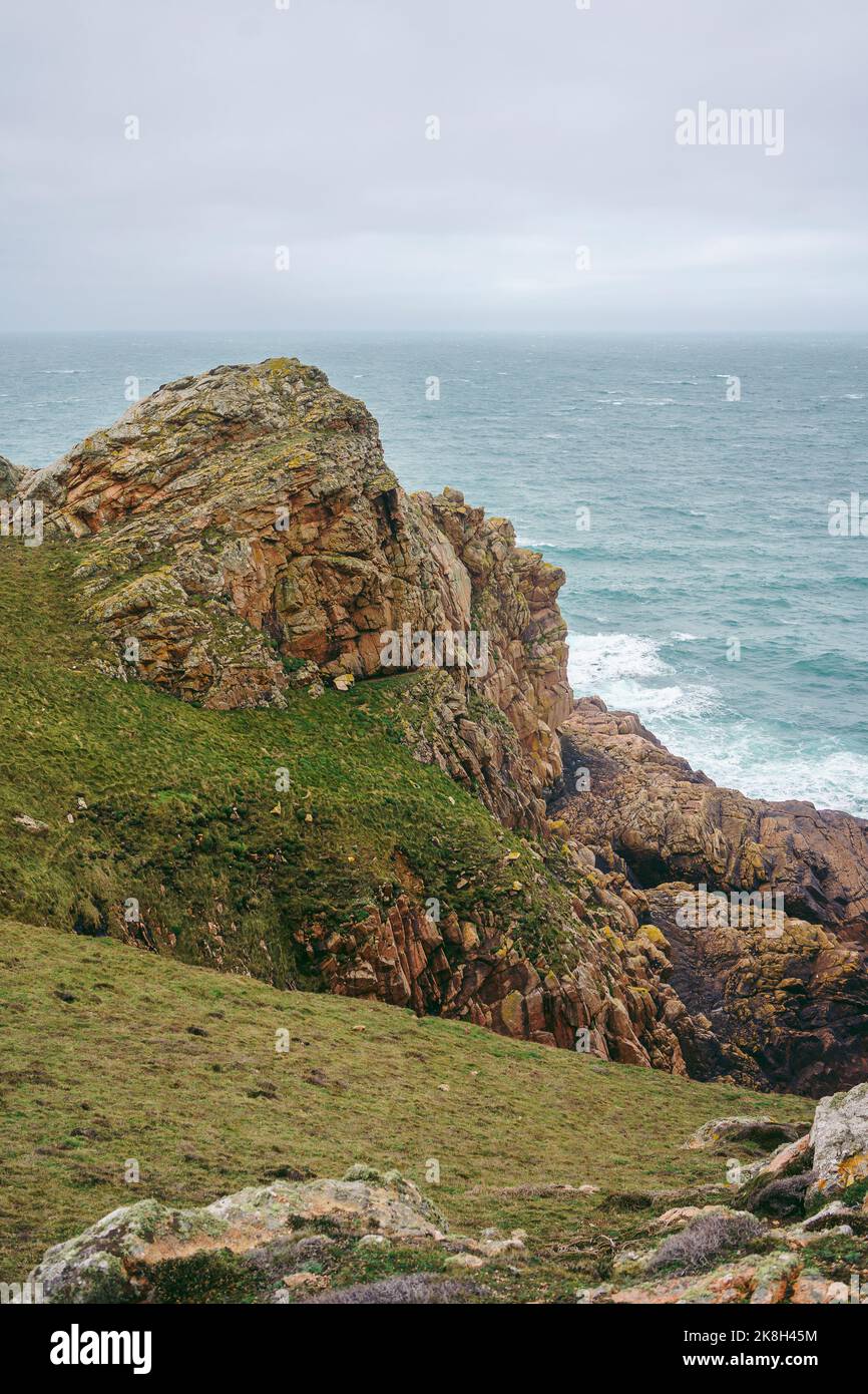 Beautiful nature views of coastal cliffs and beaches on Jersey Island ...