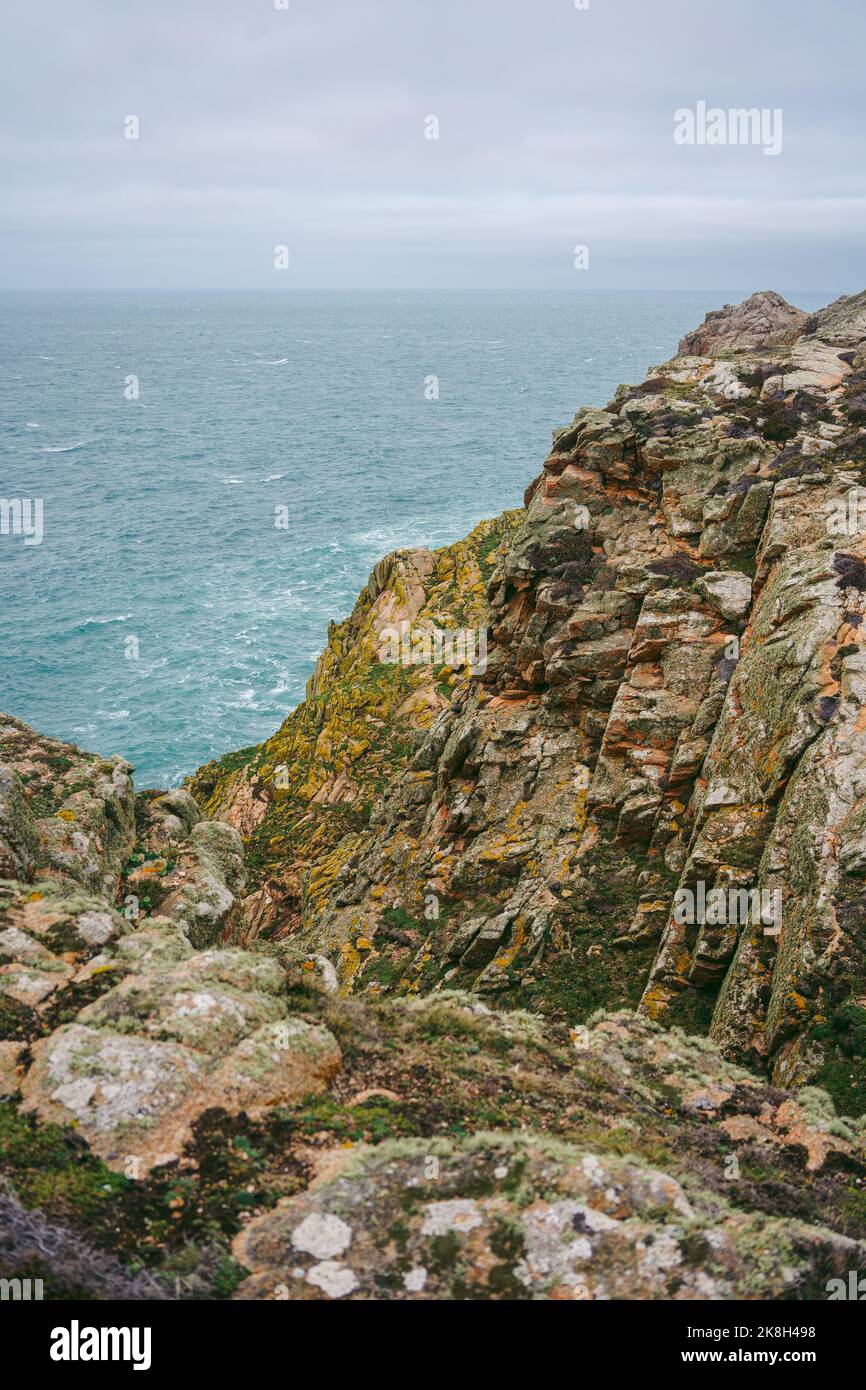 Beautiful nature views of coastal cliffs and beaches on Jersey Island ...