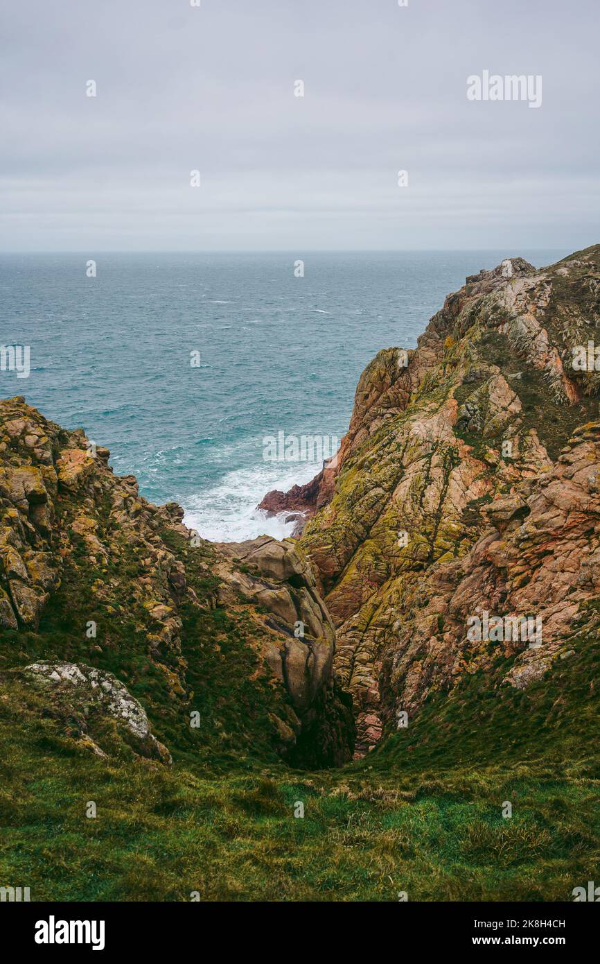 Beautiful nature views of coastal cliffs and beaches on Jersey Island ...