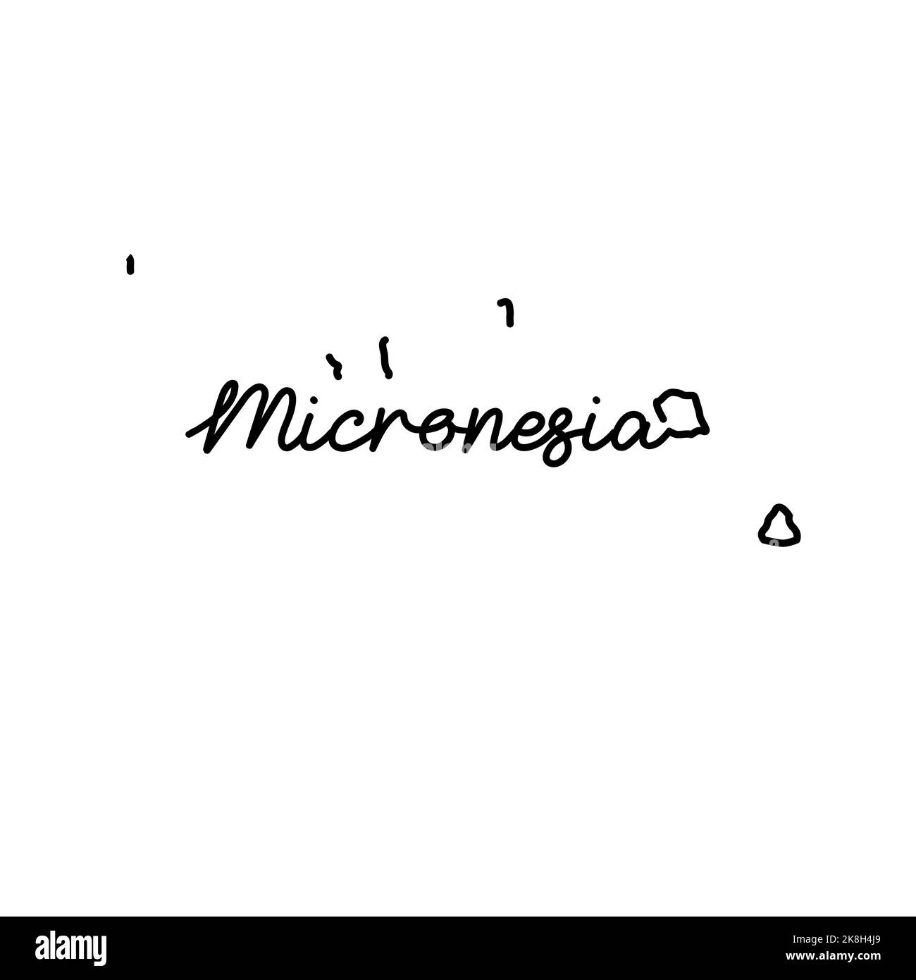 Micronesia outline map with the handwritten country name. Continuous ...