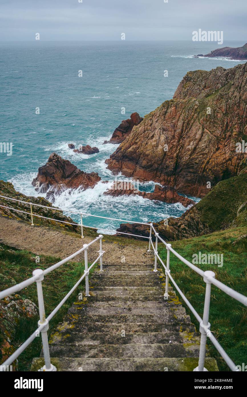 Beautiful nature views of coastal cliffs and beaches on Jersey Island ...