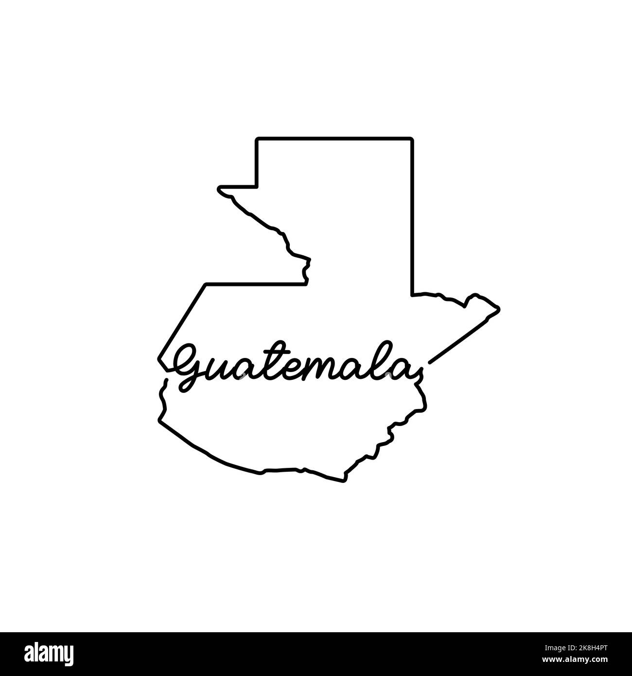 Guatemala outline map with the handwritten country name. Continuous ...