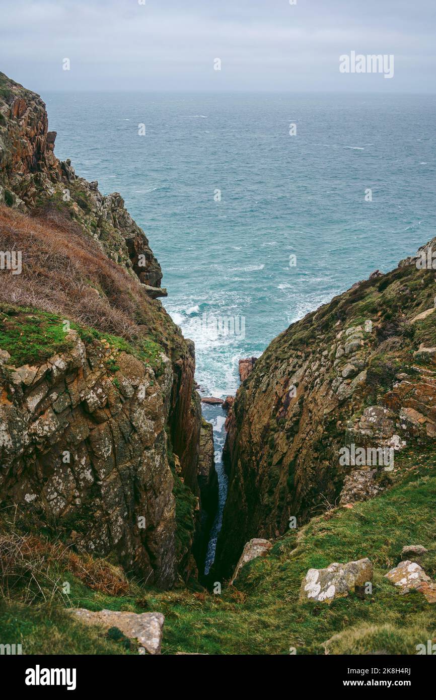 Beautiful nature views of coastal cliffs and beaches on Jersey Island ...