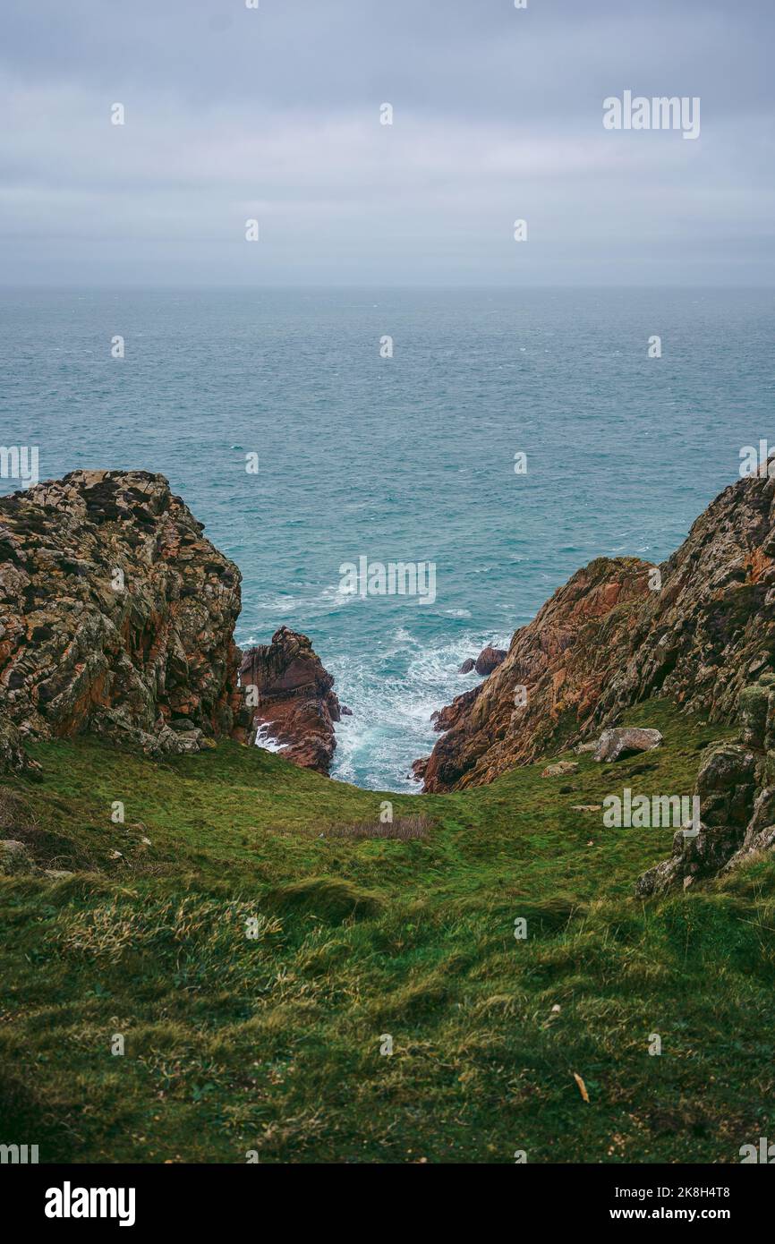 Beautiful nature views of coastal cliffs and beaches on Jersey Island ...