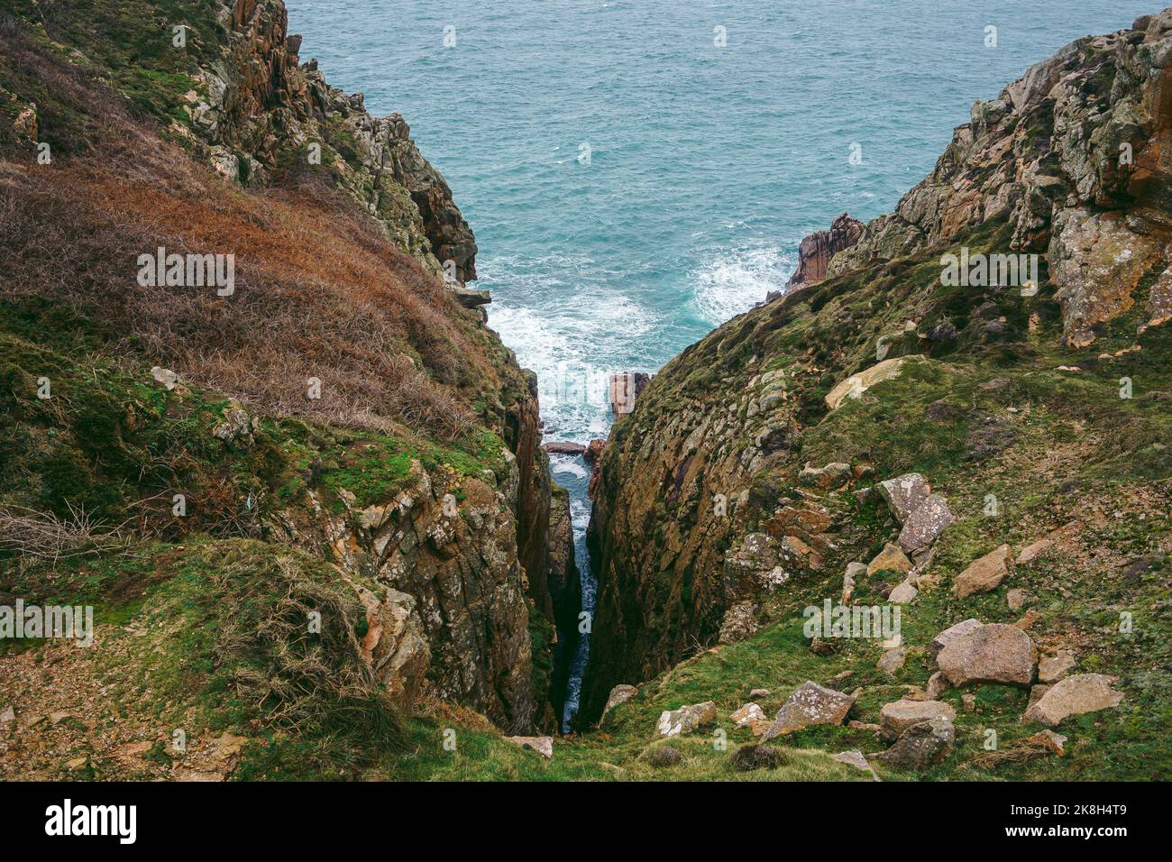 Beautiful nature views of coastal cliffs and beaches on Jersey Island ...