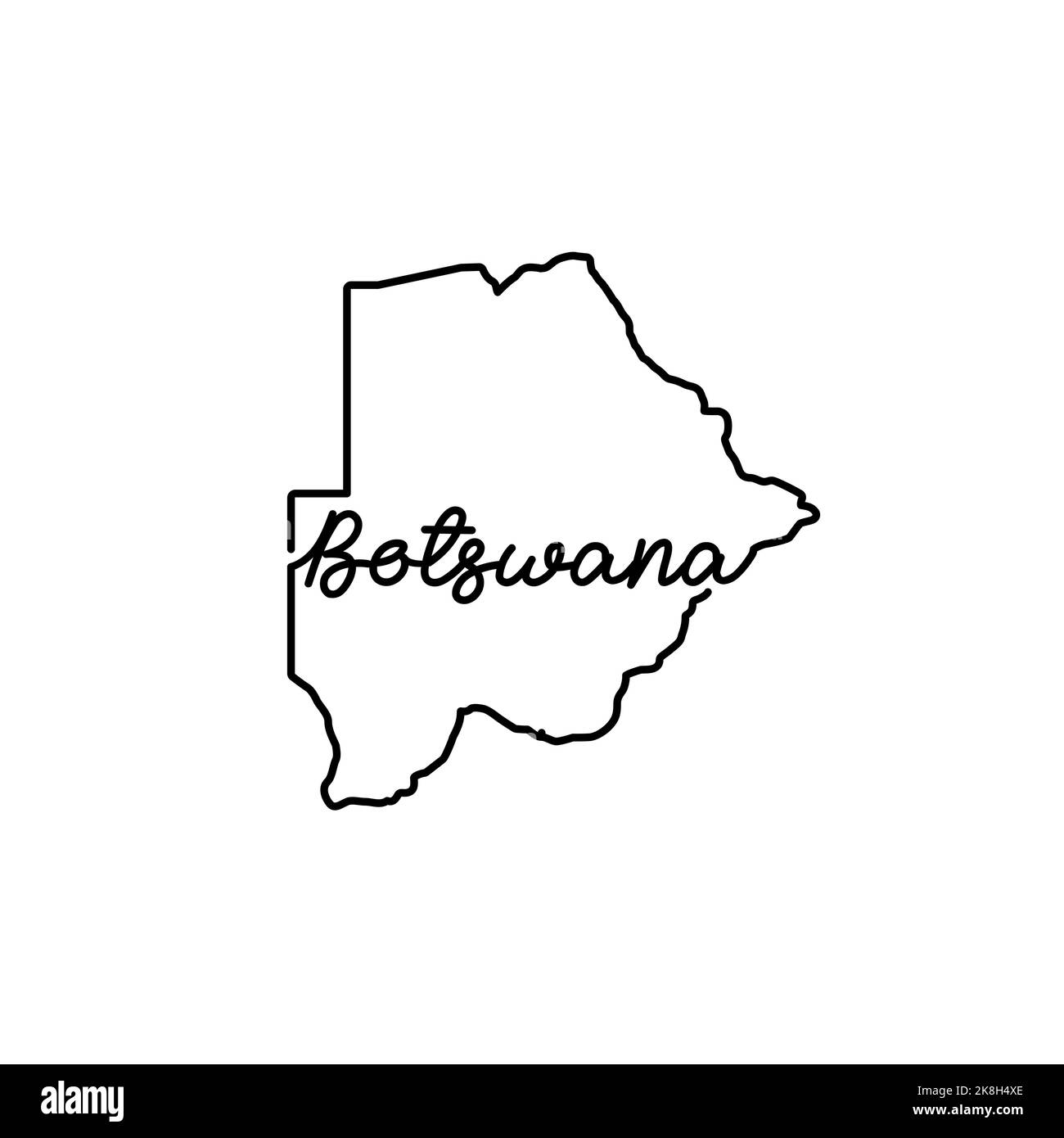 Botswana outline map with the handwritten country name. Continuous line ...