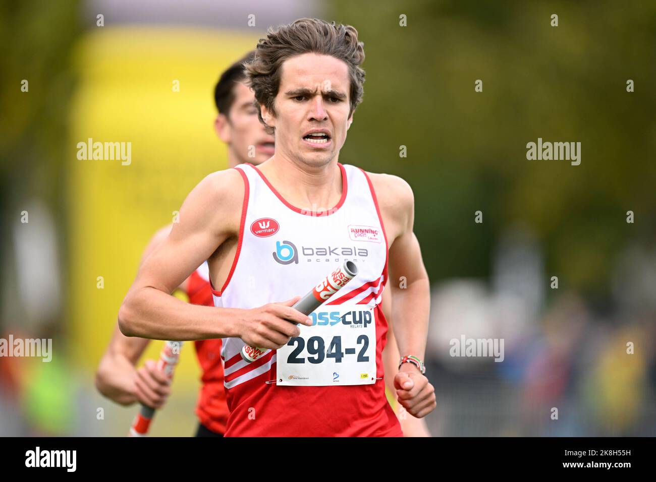Belgian John Heymans pictured in action during the men's relay race at ...