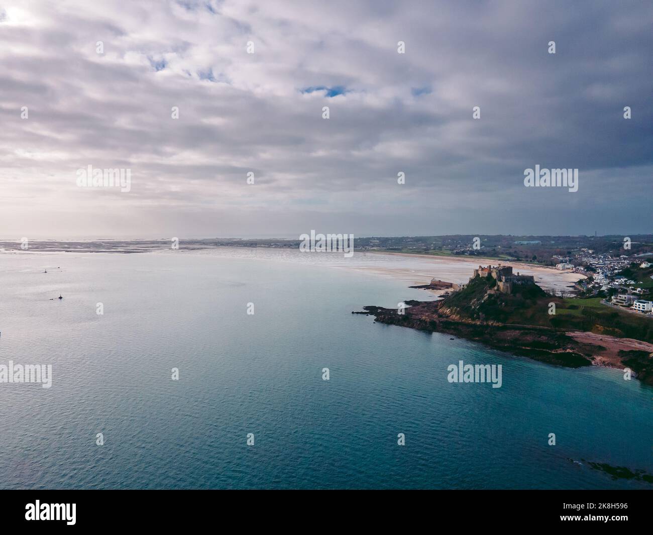 Beautiful beaches of Jersey Island (Channel Isnads, UK) on cluody cold ...